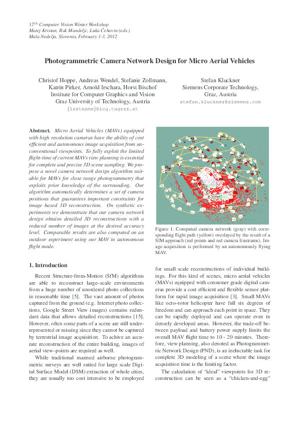 (PDF) Photogrammetric Camera Network Design for Micro Aerial Vehicles