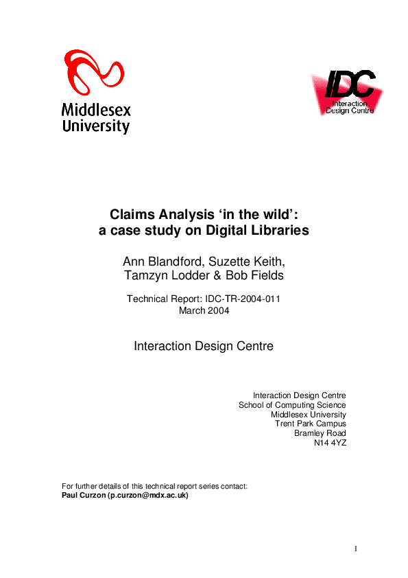 (PDF) Claims Analysis ‘in the wild’: a case study on Digital Libraries