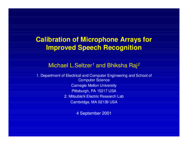 (PDF) Calibration of microphone arrays for improved speech recognition