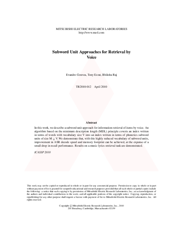 (PDF) Subword unit approaches for retrieval by voice