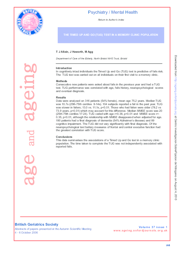 (PDF) Cognitive impairment in recently admitted elderly medical ...