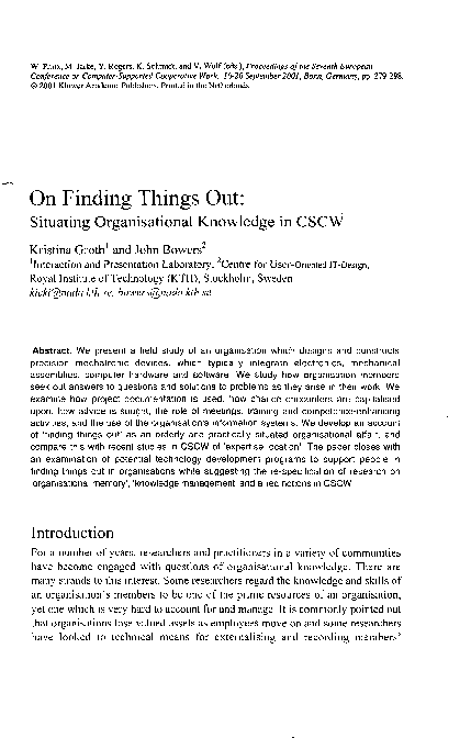 (PDF) On Finding Things Out