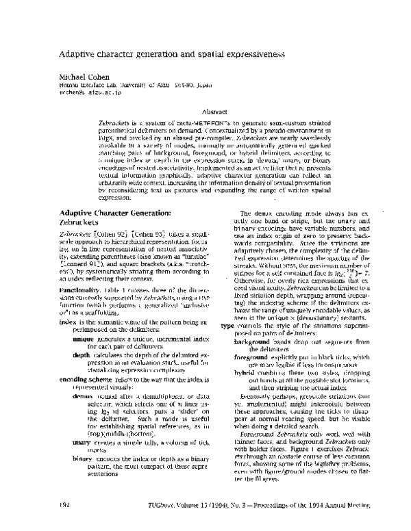 (PDF) Adaptive character generation and spatial expressiveness