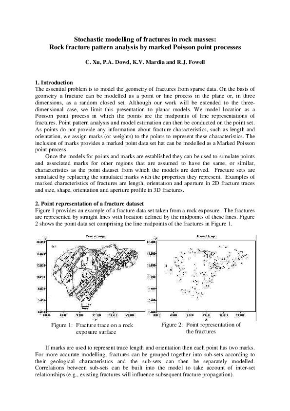 Pdf Stochastic Modelling Of Fractures In Rock Masses Rock Fracture Pattern Analysis By Marked