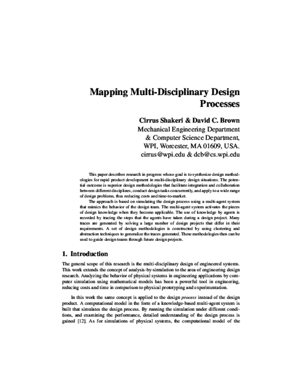 (PDF) Mapping Multi-Disciplinary Design Processes