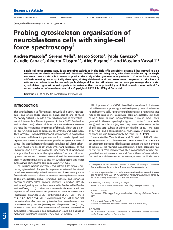 (PDF) Probing cytoskeleton organisation of neuroblastoma cells with single‐cell force ...