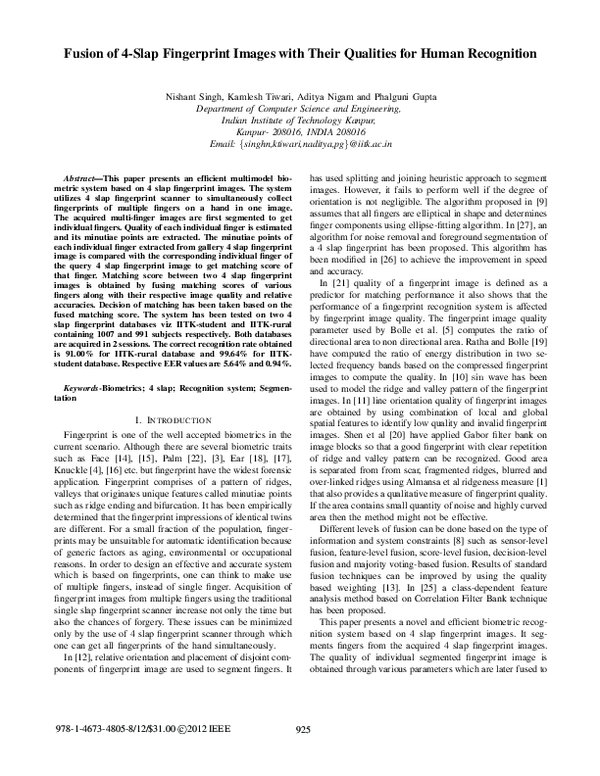 (PDF) Fusion of 4-slap fingerprint images with their qualities for ...