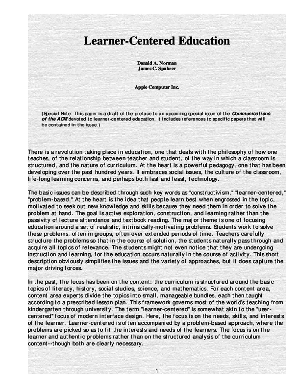 (PDF) Learner-centered education