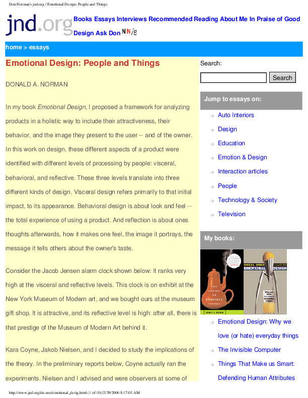 (PDF) Emotional design: People and things