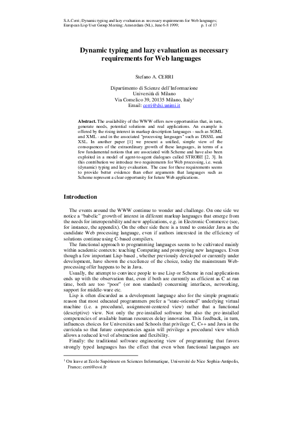 (PDF) Dynamic typing and lazy evaluation as necessary requirements for ...