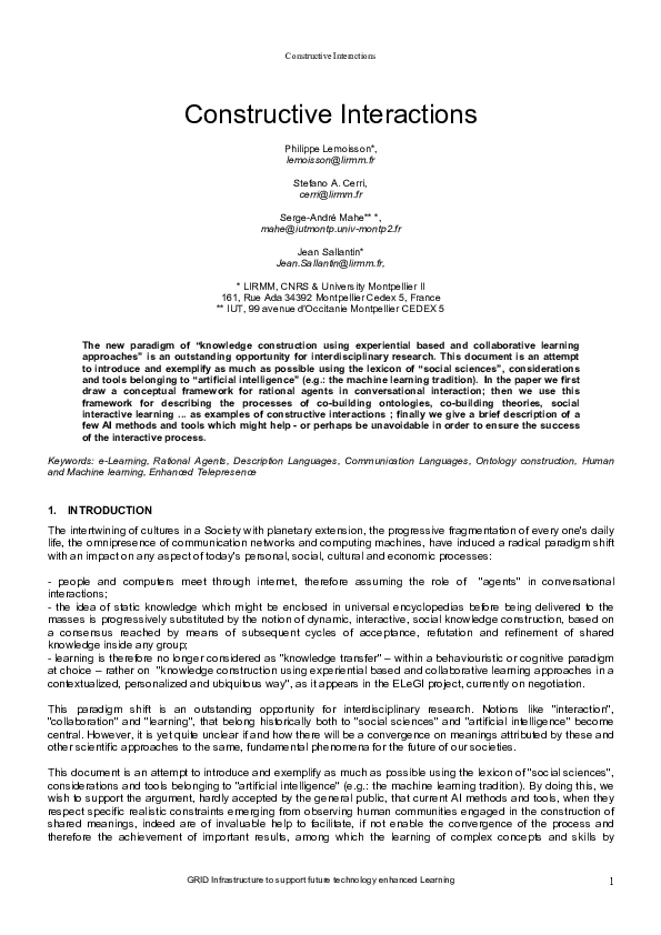 (PDF) Constructive interactions