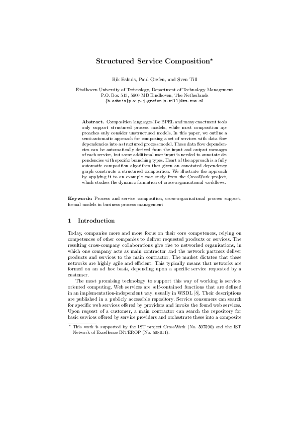 (PDF) Structured service composition