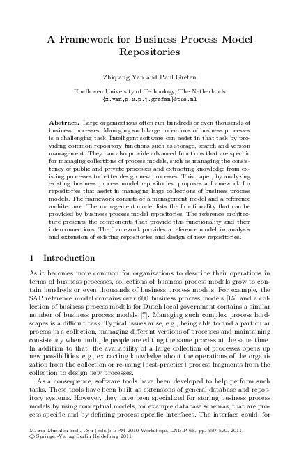 (PDF) A framework for business process model repositories