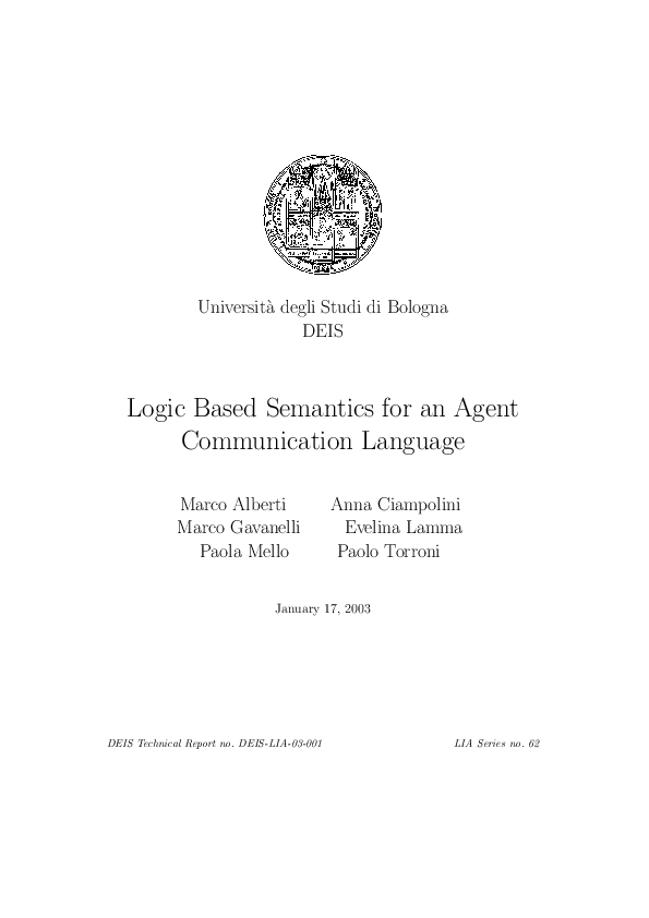 (PDF) Logic based semantics for an agent communication language