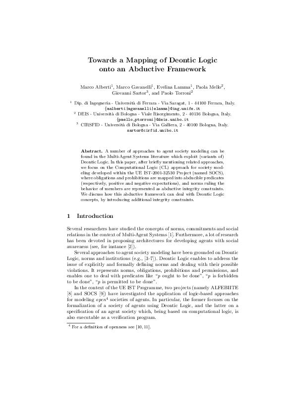 (PDF) Towards a Mapping of Deontic Logic onto an Abductive Framework ...