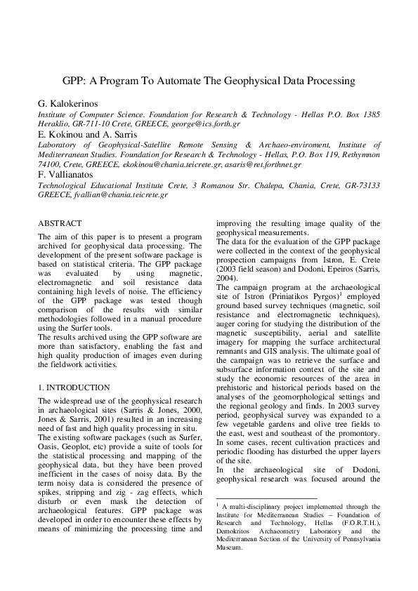 (PDF) GPP: a program to automate the geophysical data processing