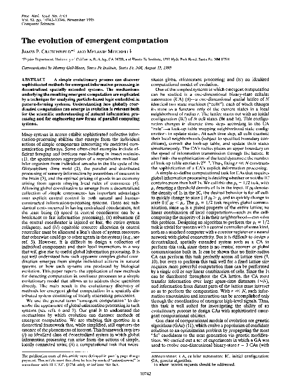 (PDF) The evolution of emergent computation