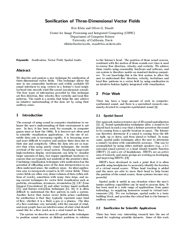 (PDF) Sonification of three-dimensional vector fields