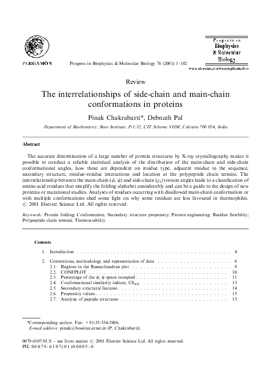 (PDF) The interrelationships of side-chain and main-chain conformations ...