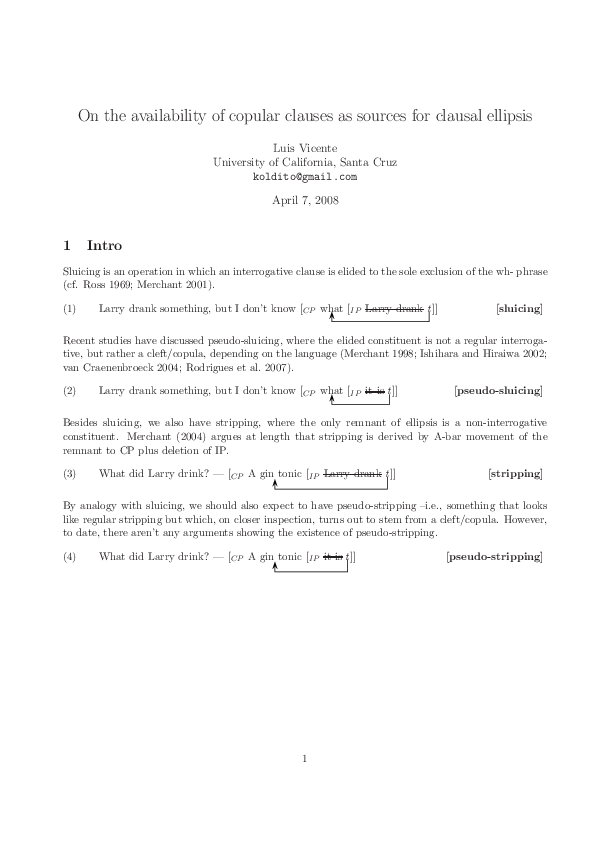 (PDF) On the availability of copular clauses as sources for clausal ...