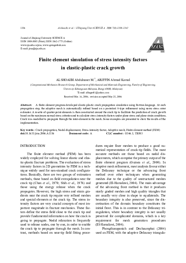 (PDF) Finite element simulation of stress intensity factors in elastic ...