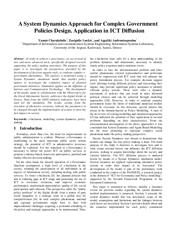 (PDF) A System Dynamics Approach for Complex Government Policies Design ...