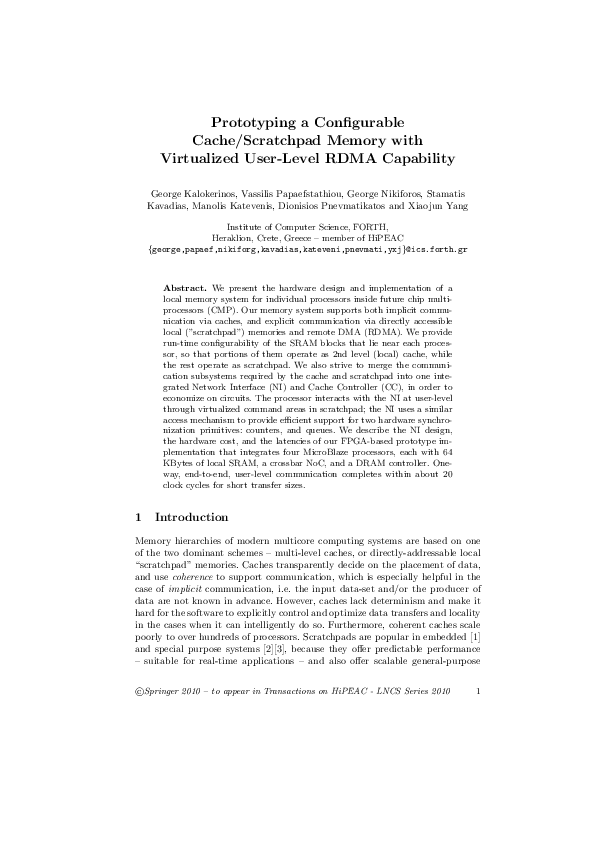 (PDF) Prototyping a Configurable Cache/Scratchpad Memory with Virtualized User-Level RDMA Capability