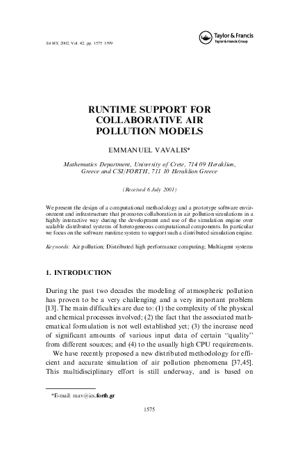 (PDF) Runtime support for collaborative air pollution models