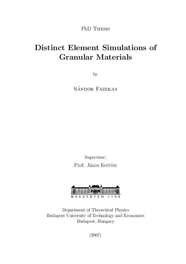 (PDF) Distinct Element Simulations of Granular Materials