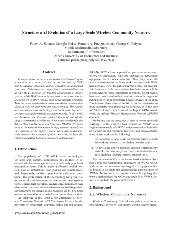(PDF) Structure and evolution of a large-scale Wireless Community Network