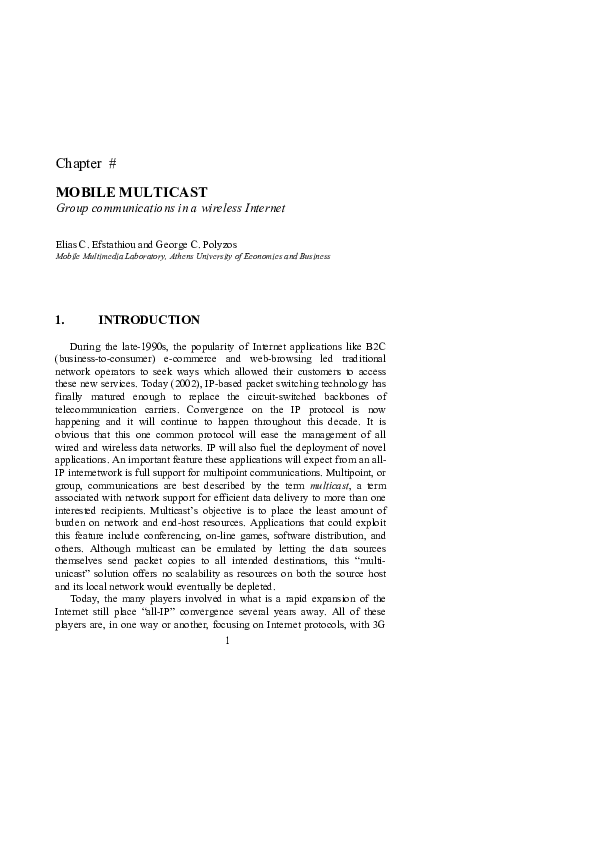 Pdf Mobile Multicast