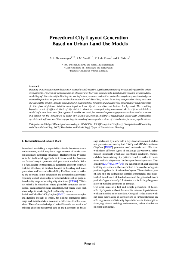 (PDF) Procedural city layout generation based on urban land use models