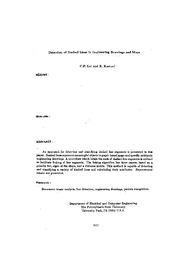 (PDF) Detection of dashed lines in engineering drawings and maps