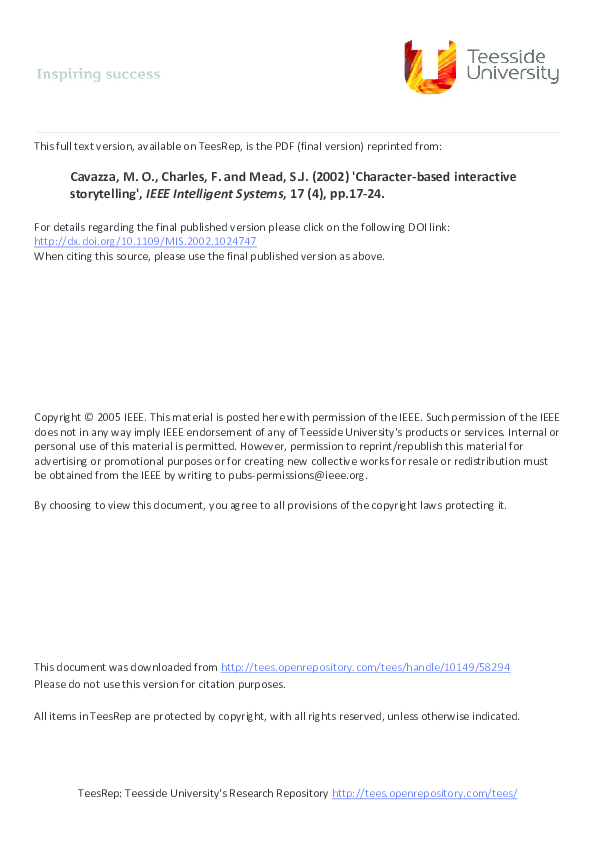 (PDF) Character-based interactive storytelling