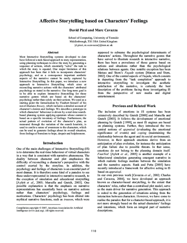 (PDF) Affective storytelling based on characters' feelings