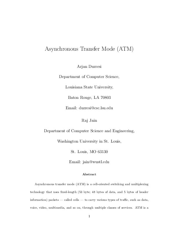 (PDF) Asynchronous Transfer Mode (ATM)