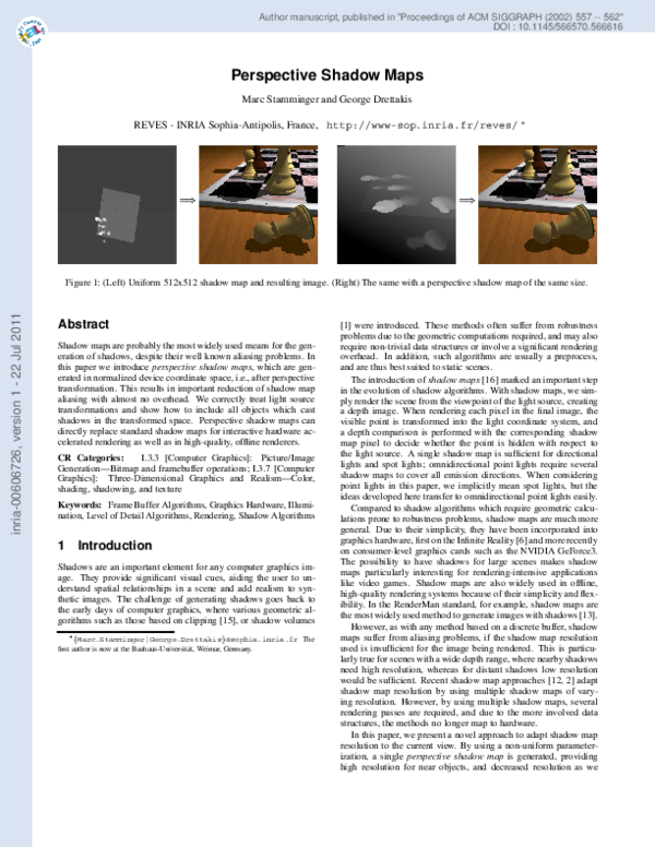 (PDF) Perspective shadow maps