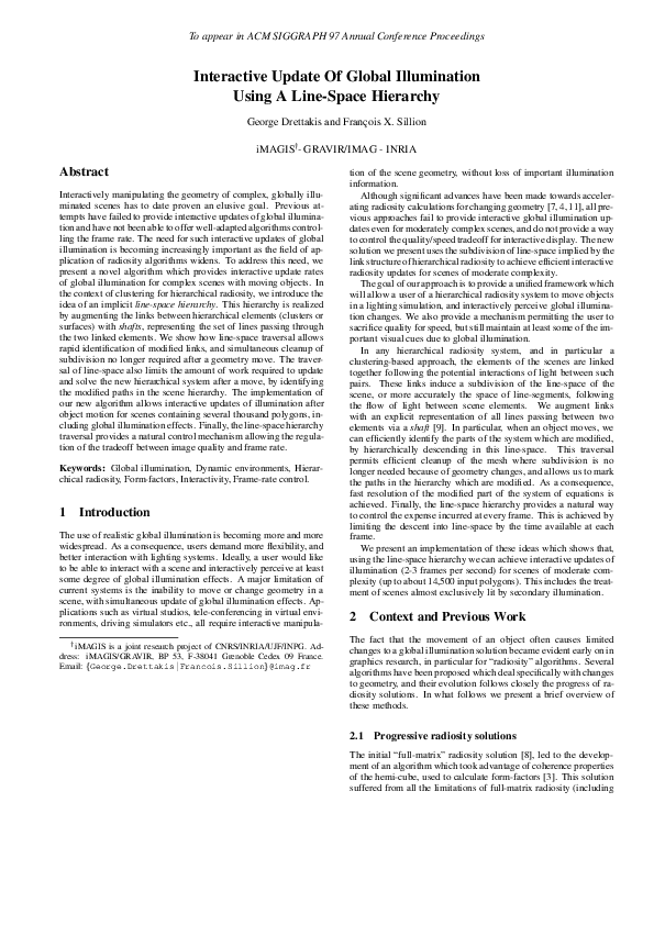 (PDF) Interactive update of global illumination using a line-space hierarchy