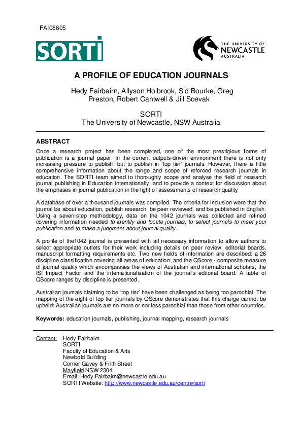 (PDF) A profile of education journals