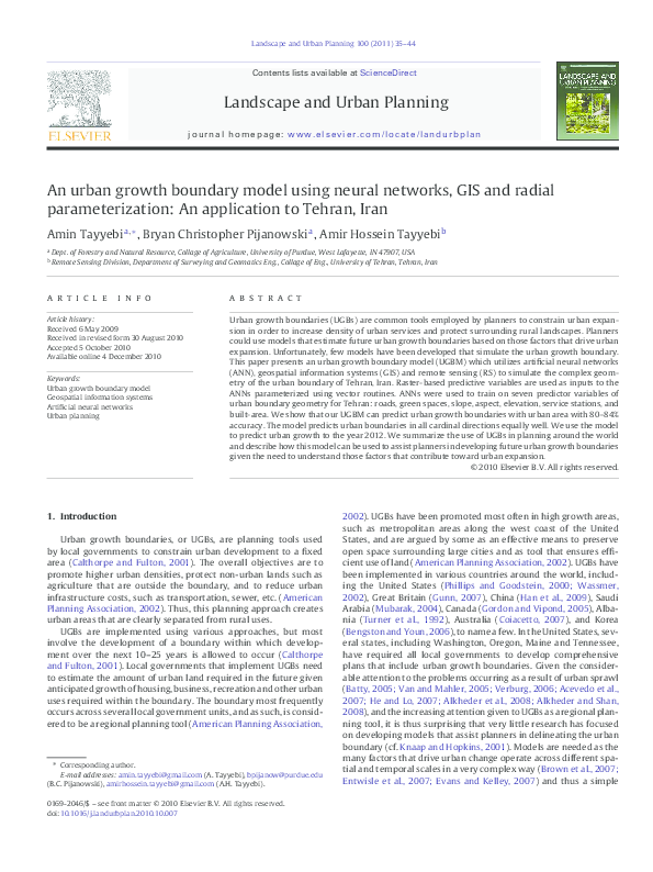 Pdf An Urban Growth Boundary Model Using Neural Networks Gis And