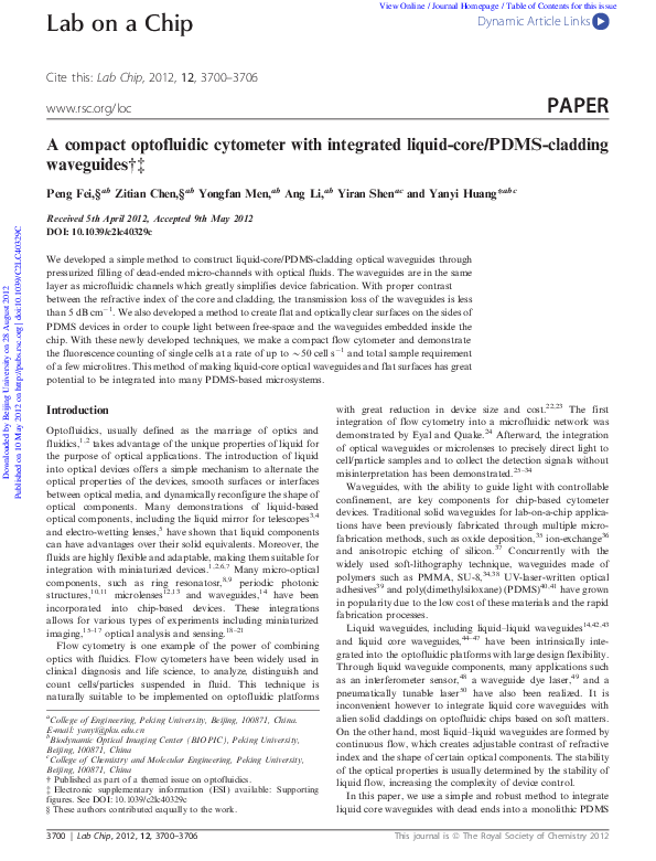 (PDF) A compact optofluidic cytometer with integrated liquid-core/PDMS ...