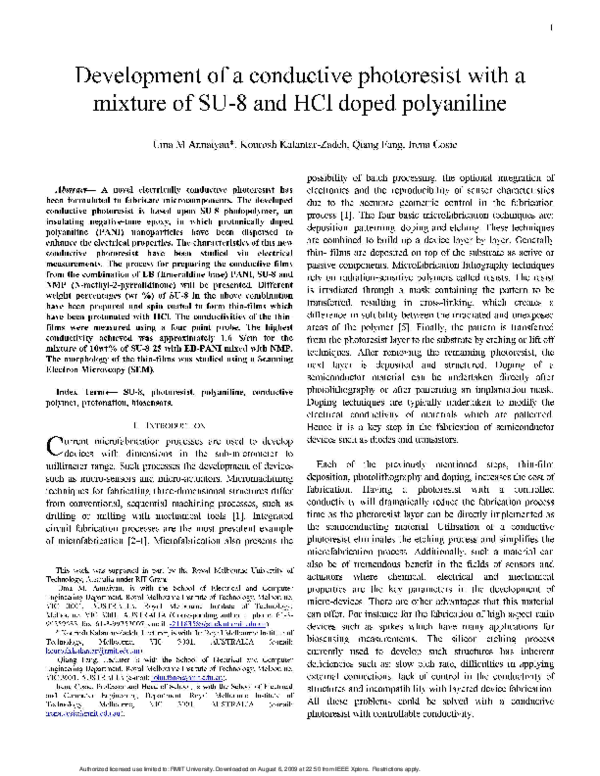 (PDF) Development of a conductive photoresist with a mixture of su-8 ...