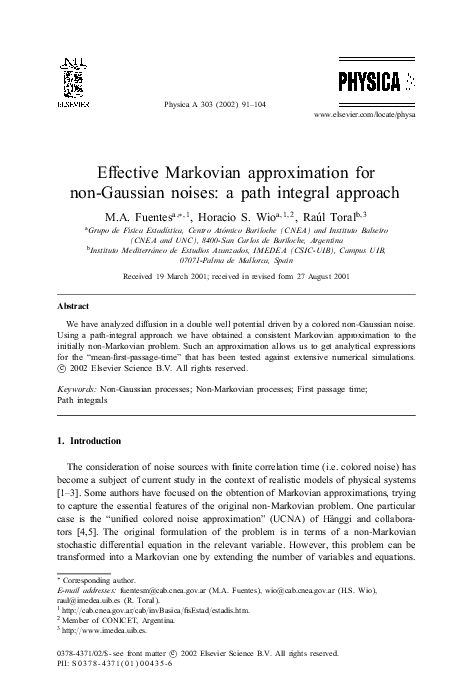 (PDF) Effective Markovian approximation for non-Gaussian noises: a path integral approach