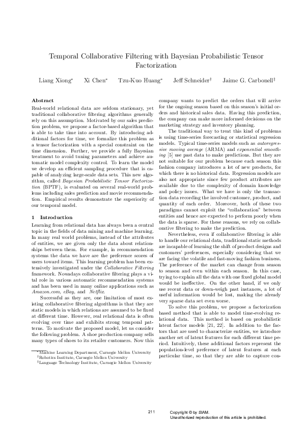 (PDF) Temporal collaborative filtering with bayesian probabilistic ...