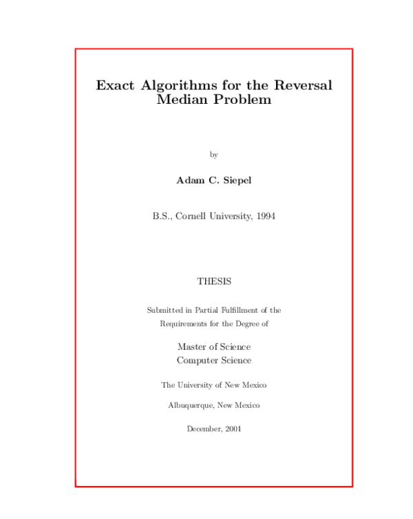 (PDF) Exact algorithms for the reversal median problem