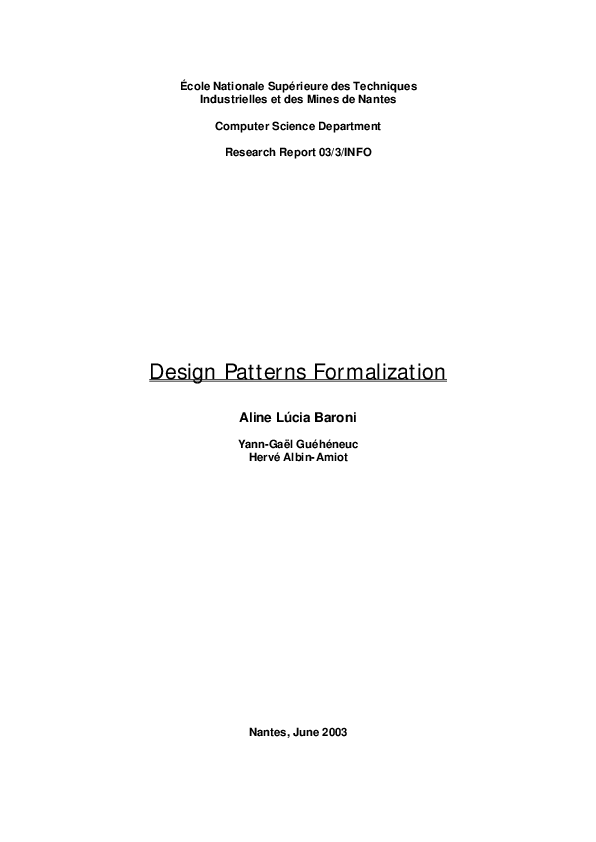 (PDF) Design patterns formalization