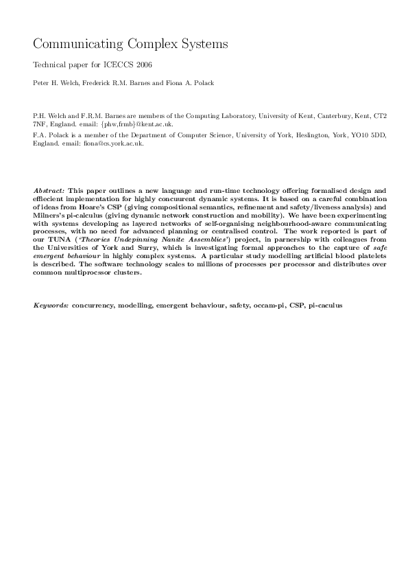 (PDF) Communicating complex systems