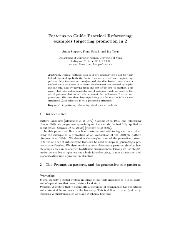 (PDF) Patterns to guide practical refactoring: examples targetting ...