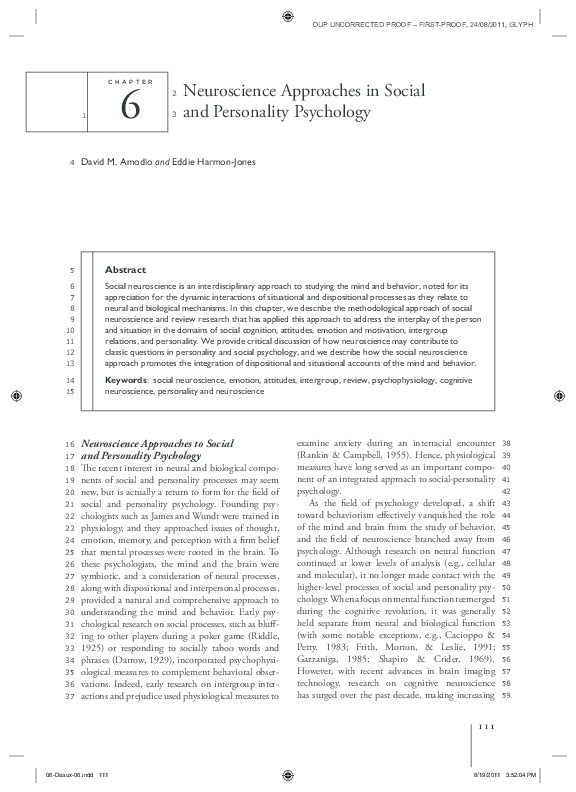 (PDF) Neuroscience Approaches in Social and Personality Psychology
