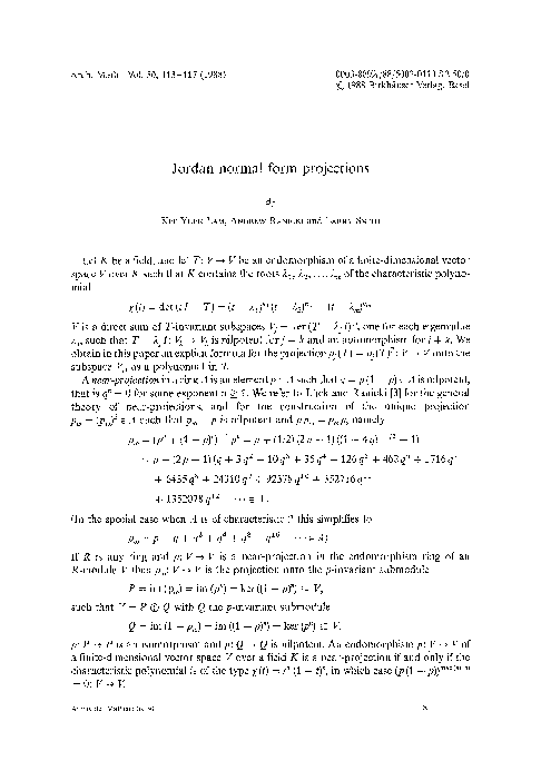 (PDF) Jordan normal form projections